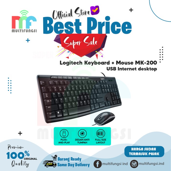 Jual LOGITECH MK-200 KEYBOARD MOUSE USB MK200 - GARANSI RESMI | Shopee ...