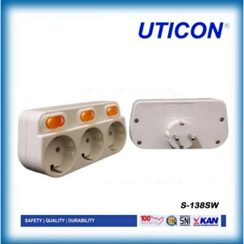 Jual Uticon Stop Kontak Colokan Listrik S-138SW Saklar Steker Arde 3 ...