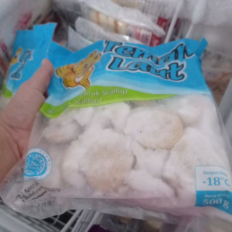 Jual Teman Laut Fish Scallop Kemasan 500gr Olahan Ikan bentuk Scallop ...