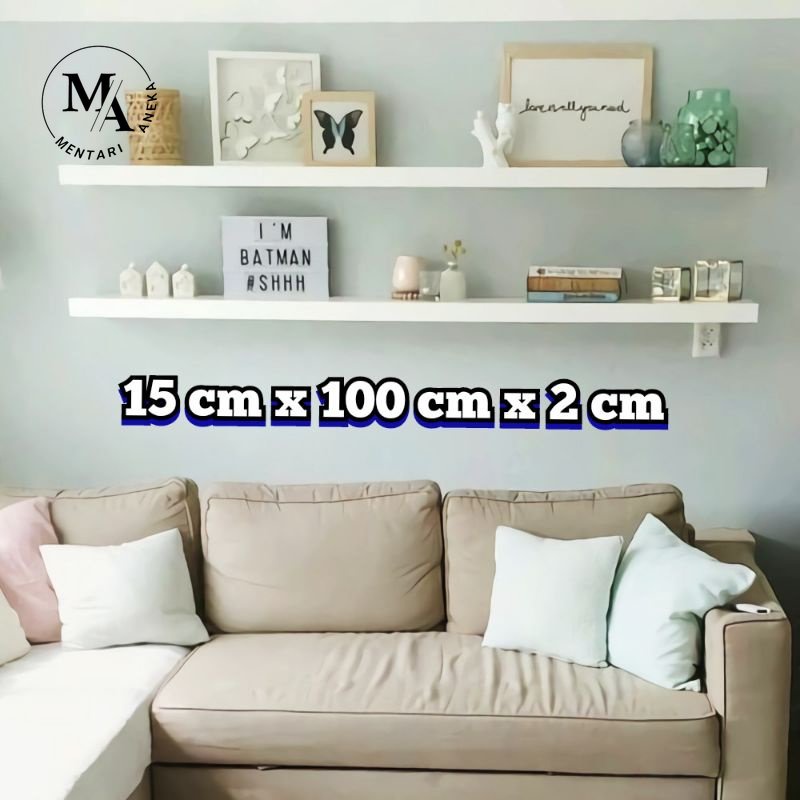 Jual Ambalan dinding minimalis size 15 cm x 100 cm x 2 cm isi 2 pcs ...