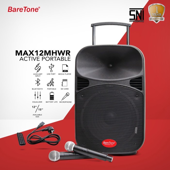 Jual Speaker Portable Baretone Max12 Mhwr With 2Mic Original Max 12 ...