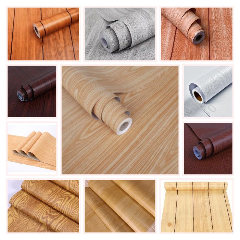 Jual Wallpaper Sticker Dinding Motif Serat Kayu Dekorasi Ruangan Motif
