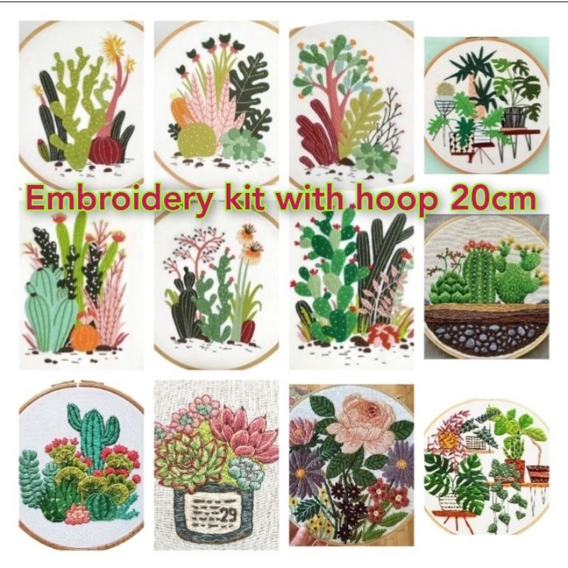Jual DIY embroidery kit paket sulam benang cactus monstera sekulen ...