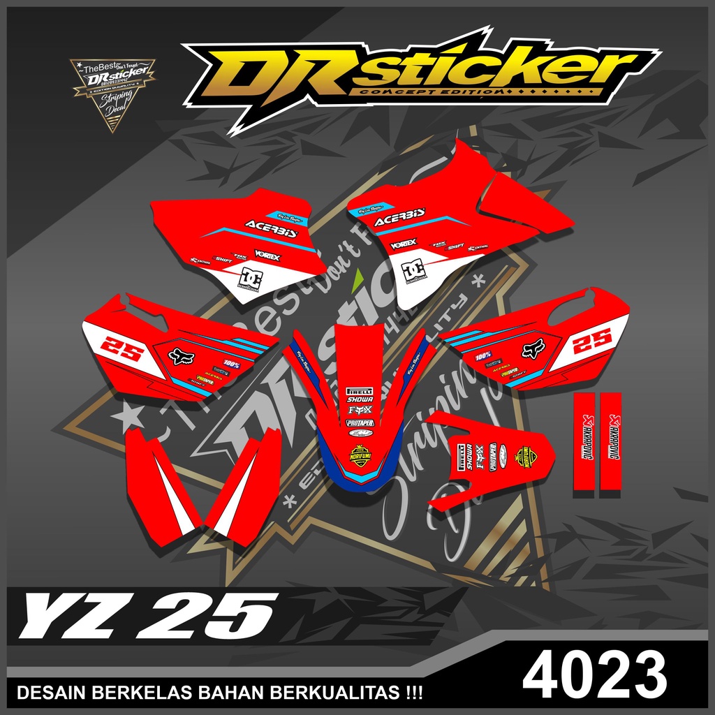 Jual 4023 Stiker Striping Variasi Motor Yamaha YZ 25 Desain Sponsor ...