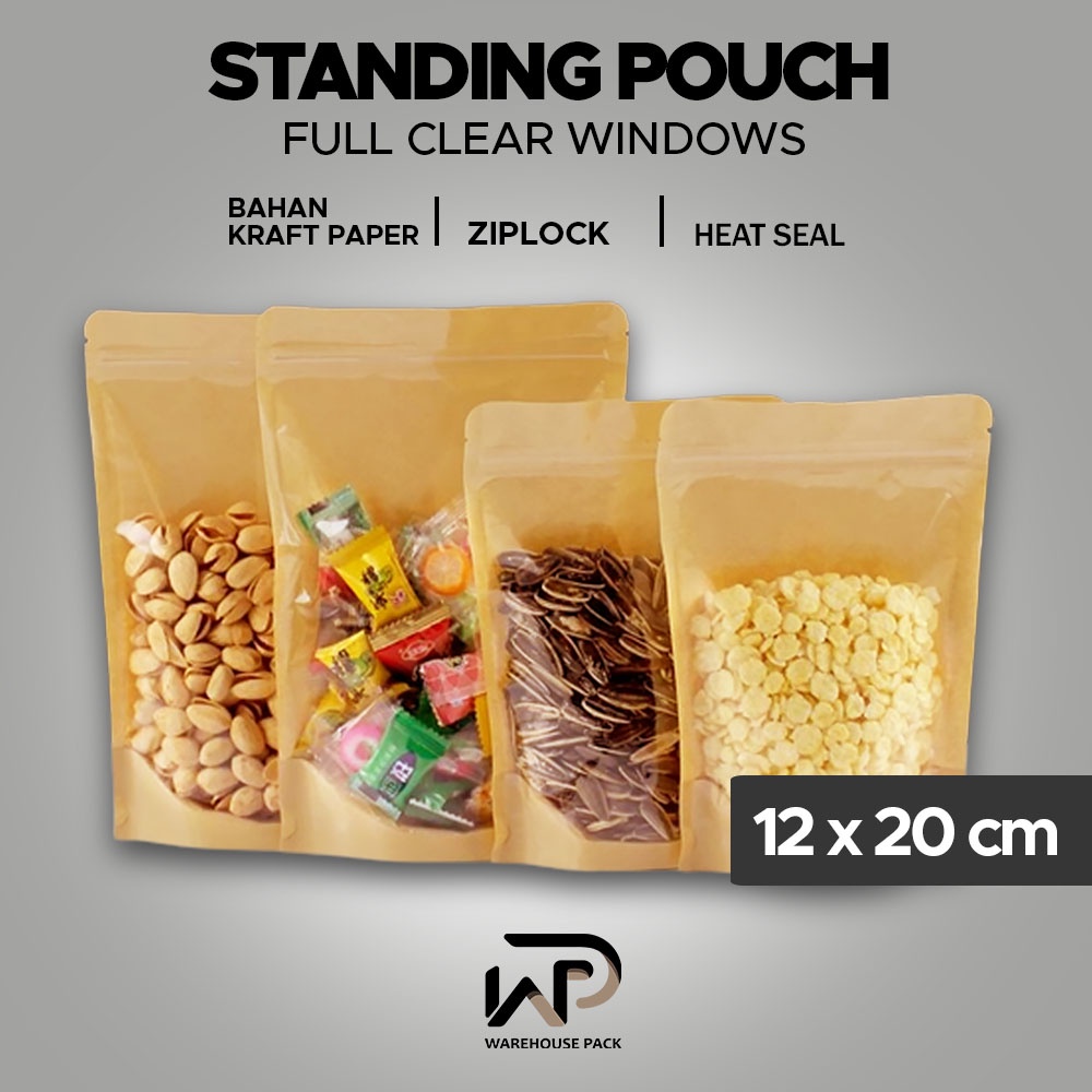 Jual ( 1 Pcs ) Standing Pouch Craft full Clear Windows 12 x 20 ...