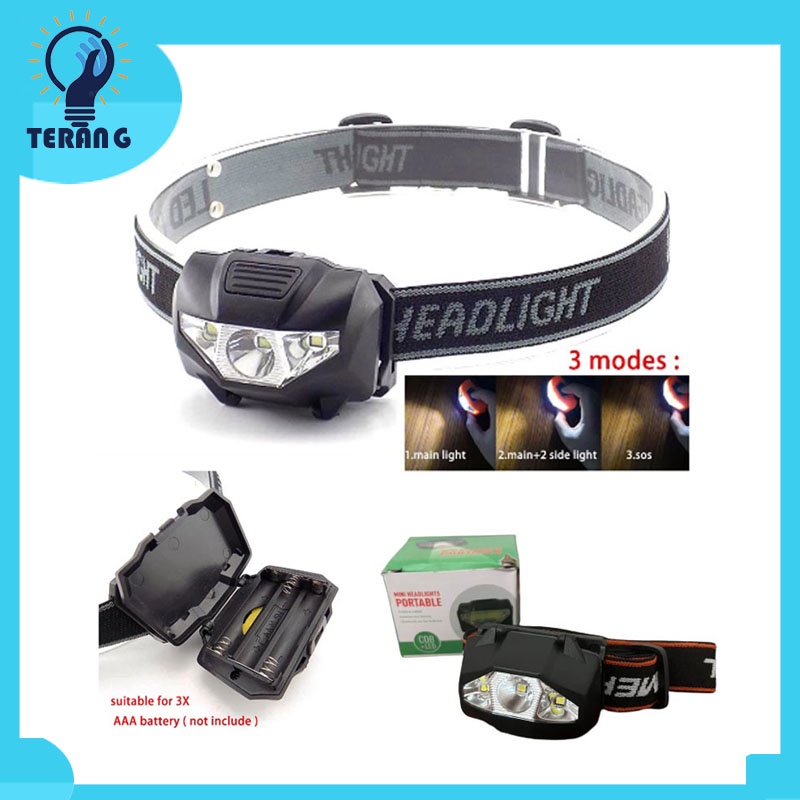 Jual Suksestech Senter Baterai Kepala Headlamp Cob + Led Mini ...