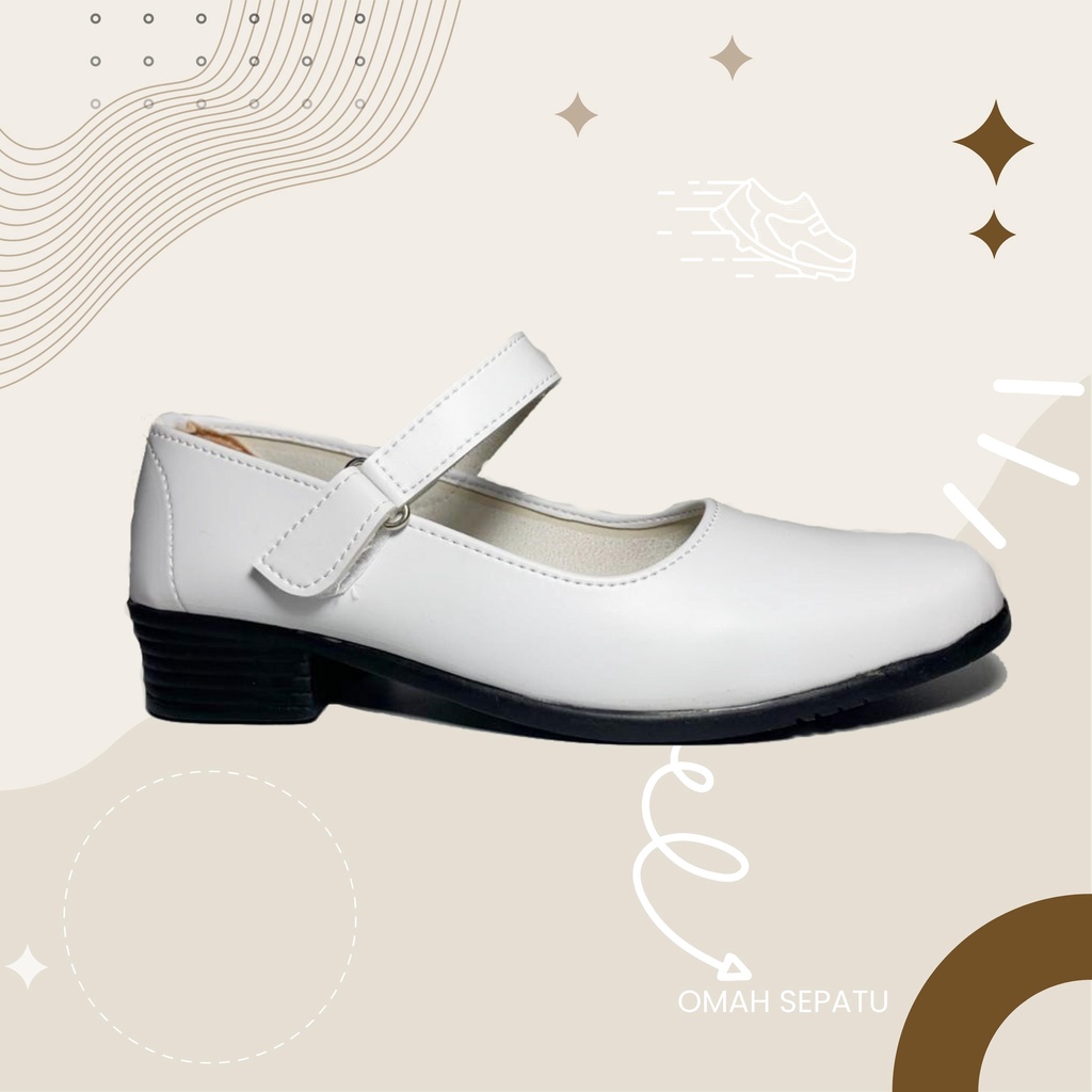 Jual Sepatu fantofel putih wanita terbaru 2024/ sepatu fantofel sekolah ...