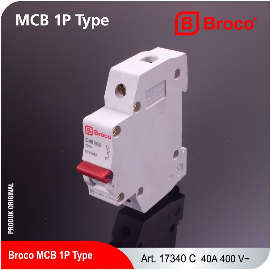 Jual MCB BROCO MCB 1 Pas 1 Phase 1P 2A, 4A, 6A, 10A, 16A, 20A, 25A, 32A, 40A | Shopee Indonesia