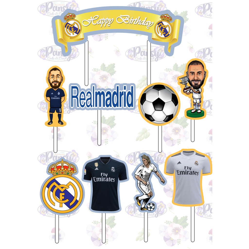 Jual Cake topper / Cupcake topper Real Madrid + Banner Birthday ...
