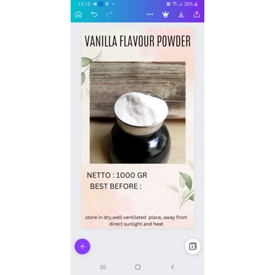 Jual VANILLA FLAVOUR POWDER 1000 GR | Shopee Indonesia