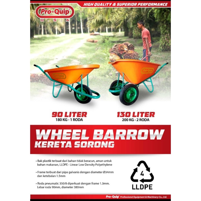 Jual Gerobak Roda Pasir Sorong Wheel Barrow Proquip 90 L 90 Liter 1 ...