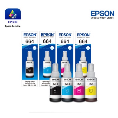 Jual Tinta Epson 664 (Black,Cyan,Magenta,Yellow) OriginaL 100% | Shopee Indonesia