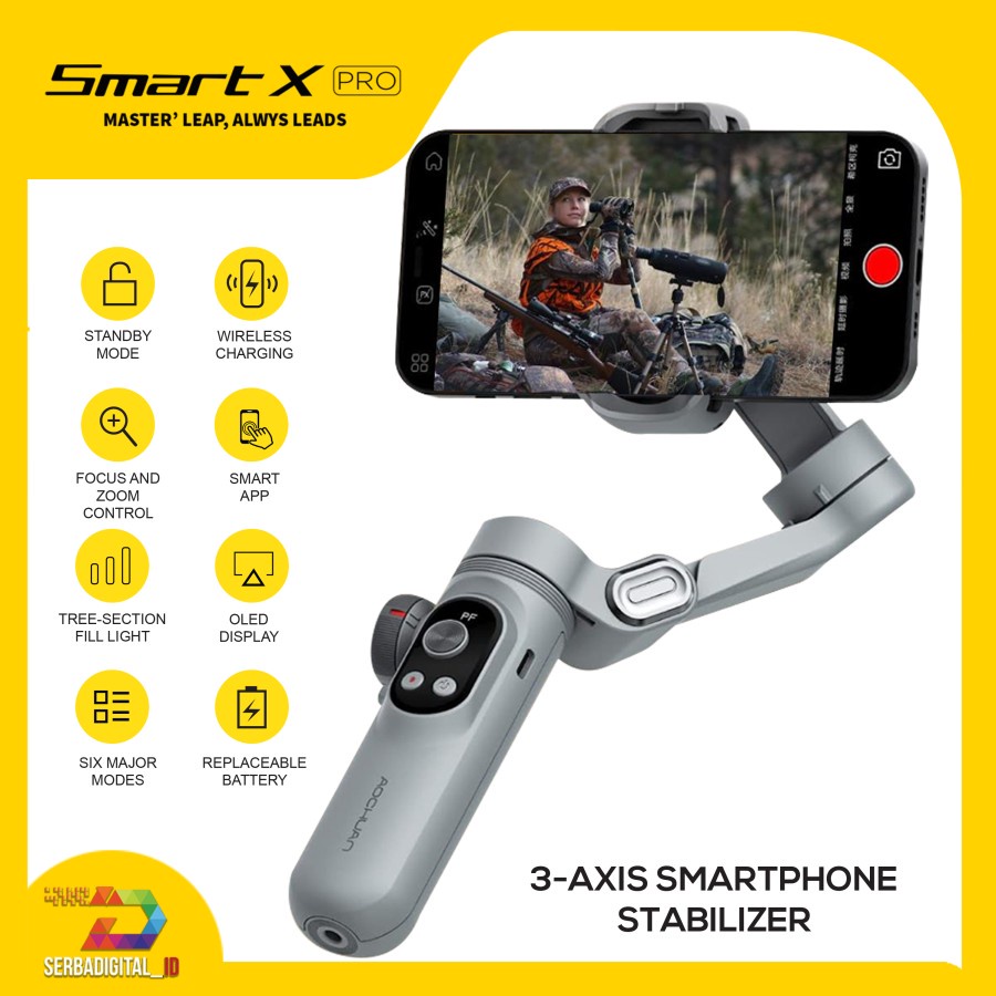 Jual AOCHUAN Smart X PRO Gimbal Stabilizer 3-AXIS Smartphone With Light | Shopee Indonesia