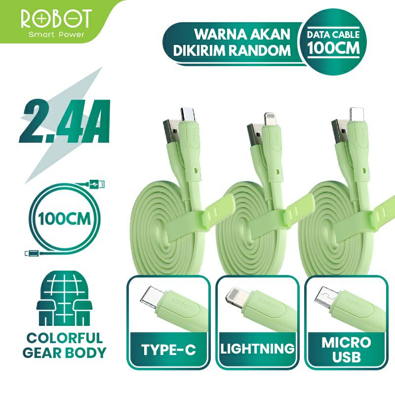 Jual Kabel cas Robot 2,4A Type C dan Lightning (Iphone) | Shopee Indonesia