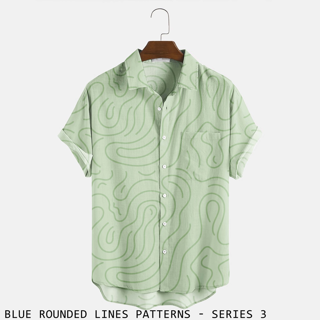 Jual Kemeja Pria Premium - Blue rounded lines patterns series3 | Shopee ...