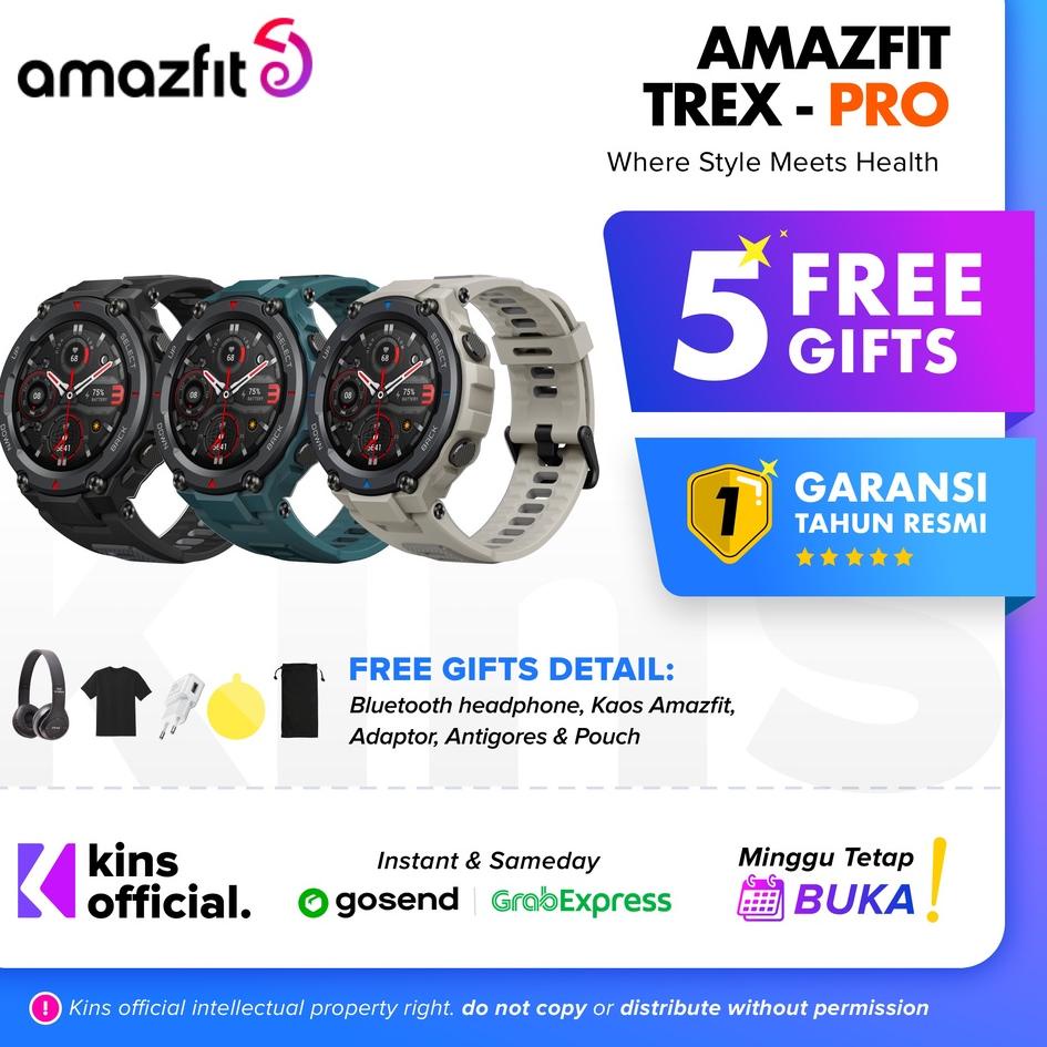Jual Terjangkau--Amazfit T-REX PRO Smart Watch Explore Your Instinct Military Grade Garansi ...