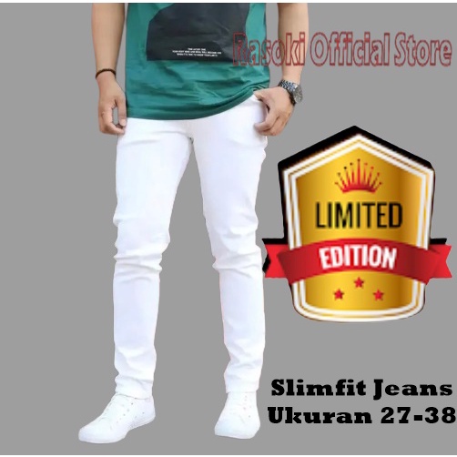 Jual Rasoki Official Store celana Jeans Denim Pria putih bersih ...