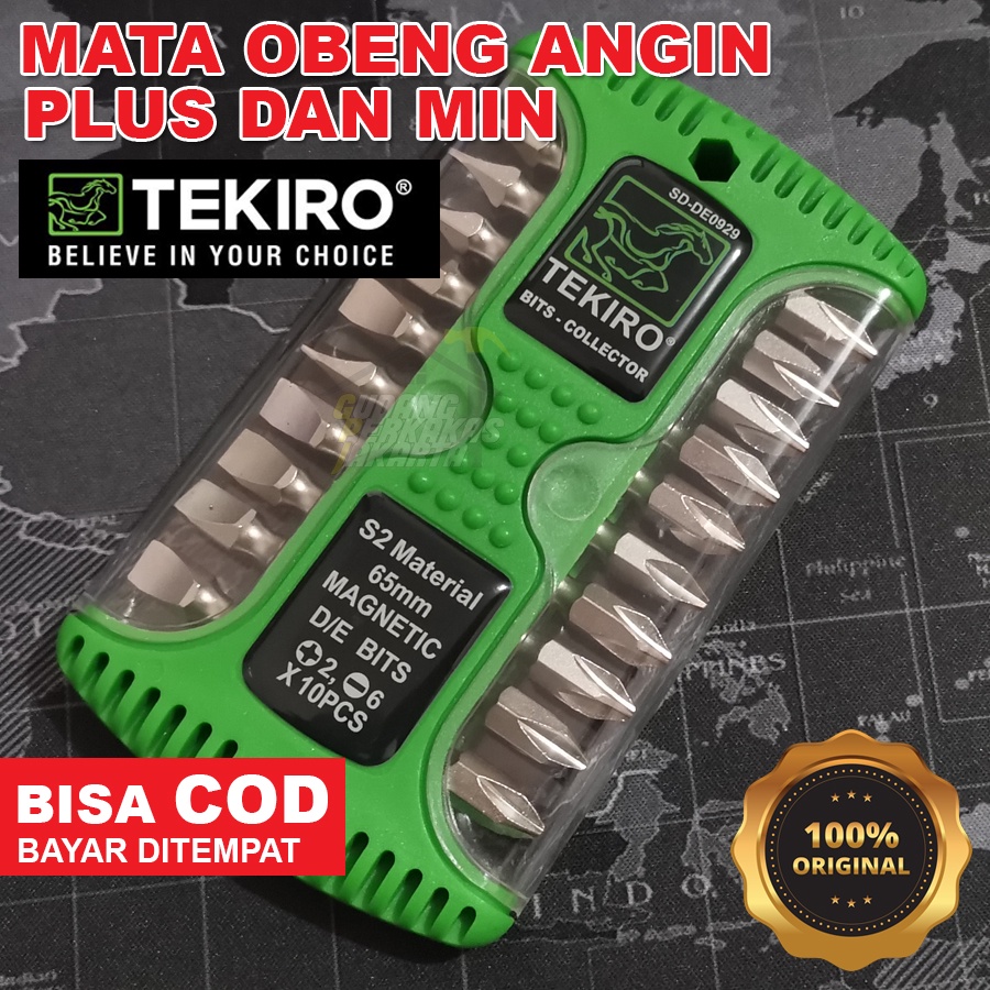 Jual TEKIRO SET MATA OBENG ANGIN 10PCS PLUS MINUS / DOUBLE ENDED BITS ...
