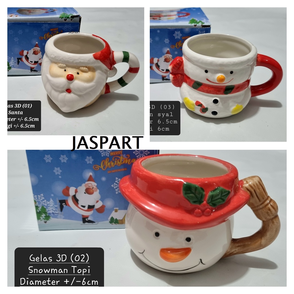 Jual GELAS NATAL MUG NATAL MUG MERRY CHRISTMAS MUG SANTA SNOWMAN LUCU ...