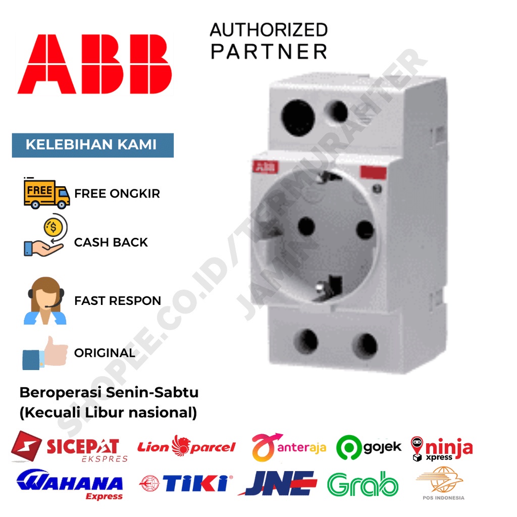 Jual ABB M1175 PRESA SCHUKO Power Socket Oulet DIN RAIL 2CSM210000R0721 ...