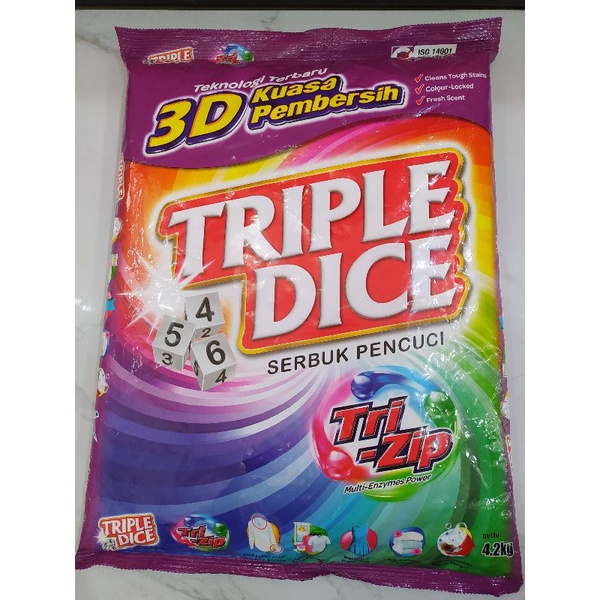 Jual Triple Dice Detergent Bubuk Tri Zip Floral 4.2Kg | Shopee Indonesia