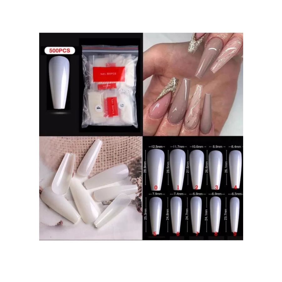 Jual Fake nail clear long nails / kuku palsu bening transparan 500pcs ...