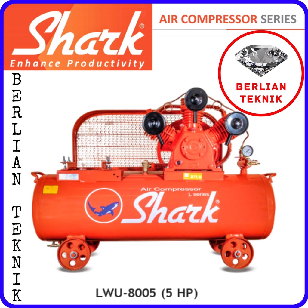 Jual Kompresor Angin Shark 5 HP LWU 8005 Air Compressor Unloading ...