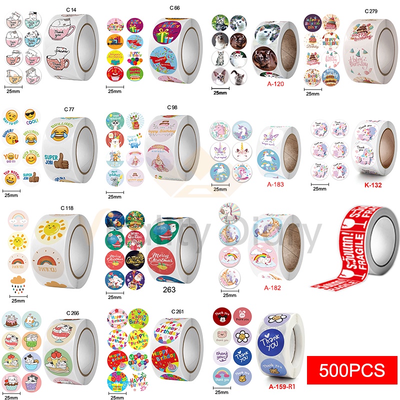 Jual 500pcs/roll stiker thank you kartun lucu/terima kasih/selamat ...