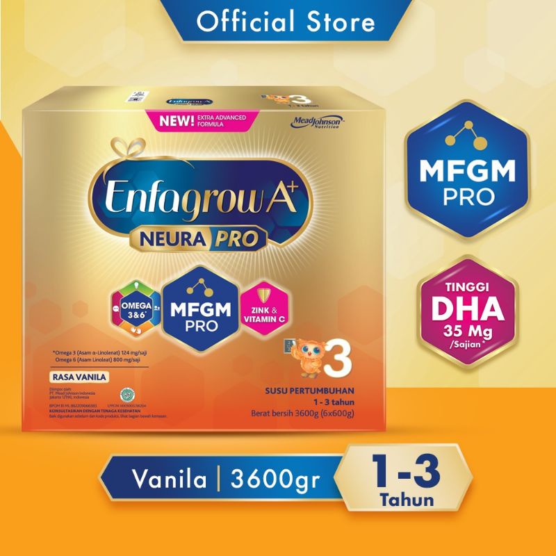 Jual Enfagrow A+3 3600gr Rasa Vanila EXP 30 Juni 2025 dengan MFGM Pro ...