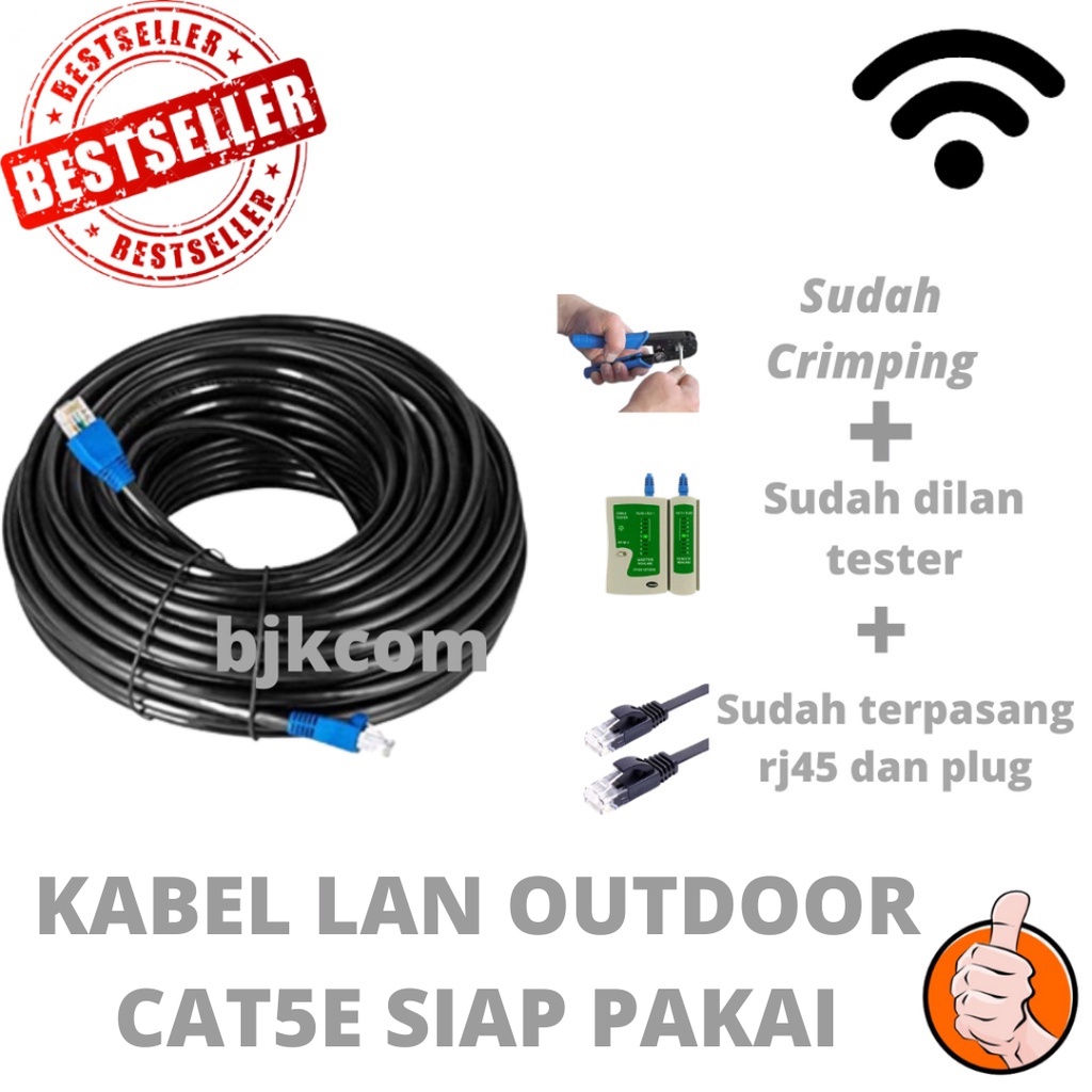 Jual KABEL LAN OUTDOOR FTP CAT5E 25 METER SIAP PAKAI | Shopee Indonesia