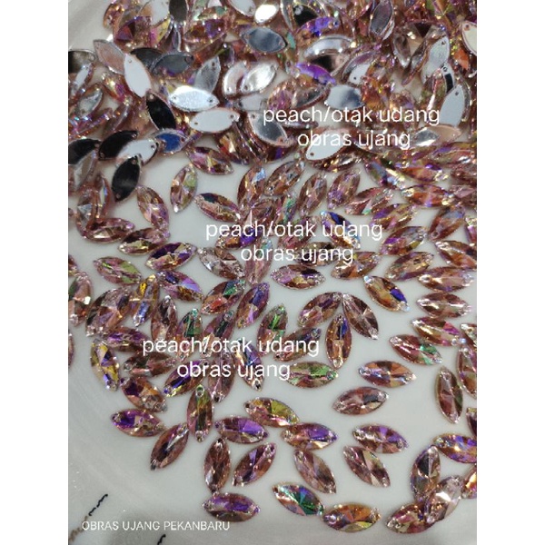 Jual 50biji Payet Kristal Jahit bentuk Daun (pelangi) (runcing ...