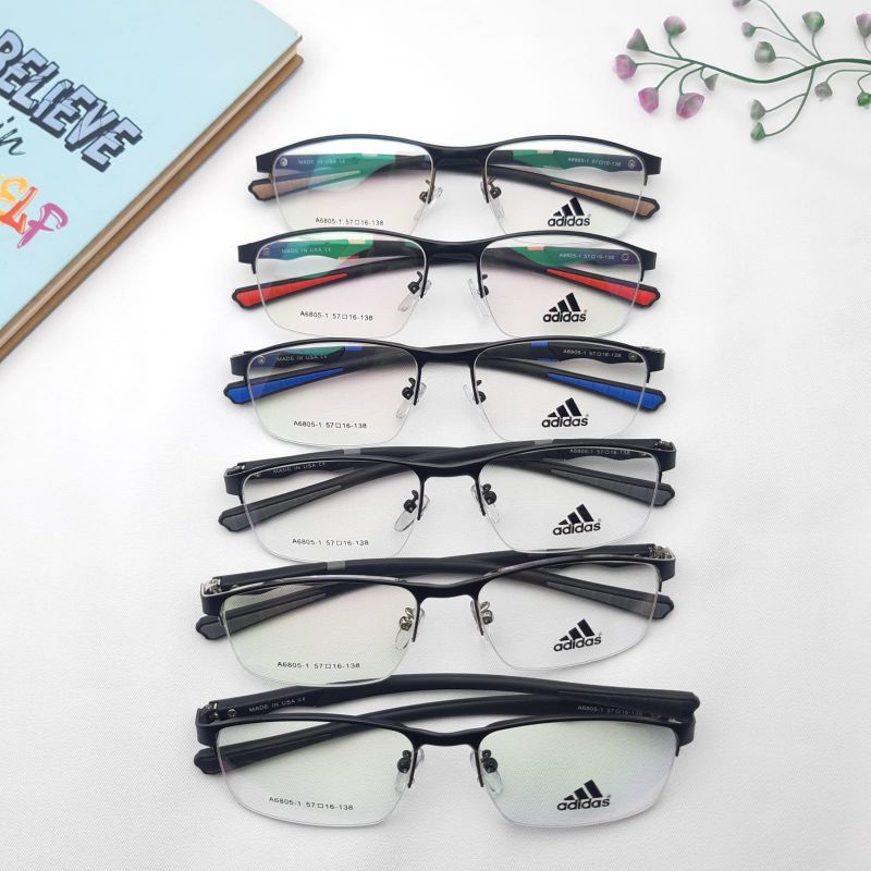 Jual frame kacamata pria Adidas 6805 paket lensa normal atau minus dan ...