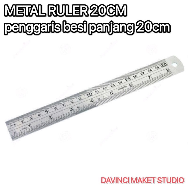Jual Penggaris Besi 20cm Logam Alat Bantu Maket Diorama - Iron Metal ...