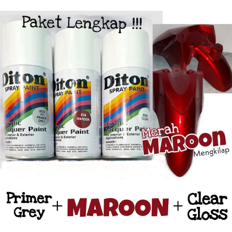 Jual Paket Lengkap Pylok Pylox Diton 300ml Primer Grey 8020 + Maroon ...