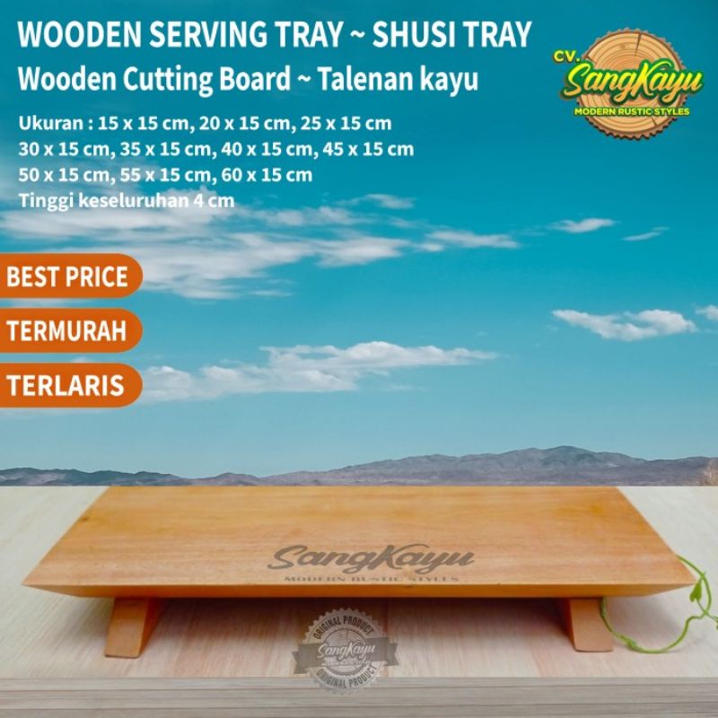 Jual Nampan piring sushi wooden serving plate tray talenan kayu besar ...