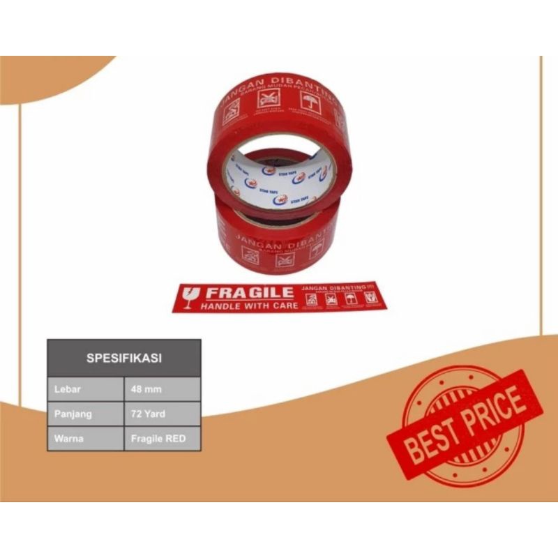 Jual Lakban Fragile Solasi Selotip Jangan Dibanting Handle with care ...
