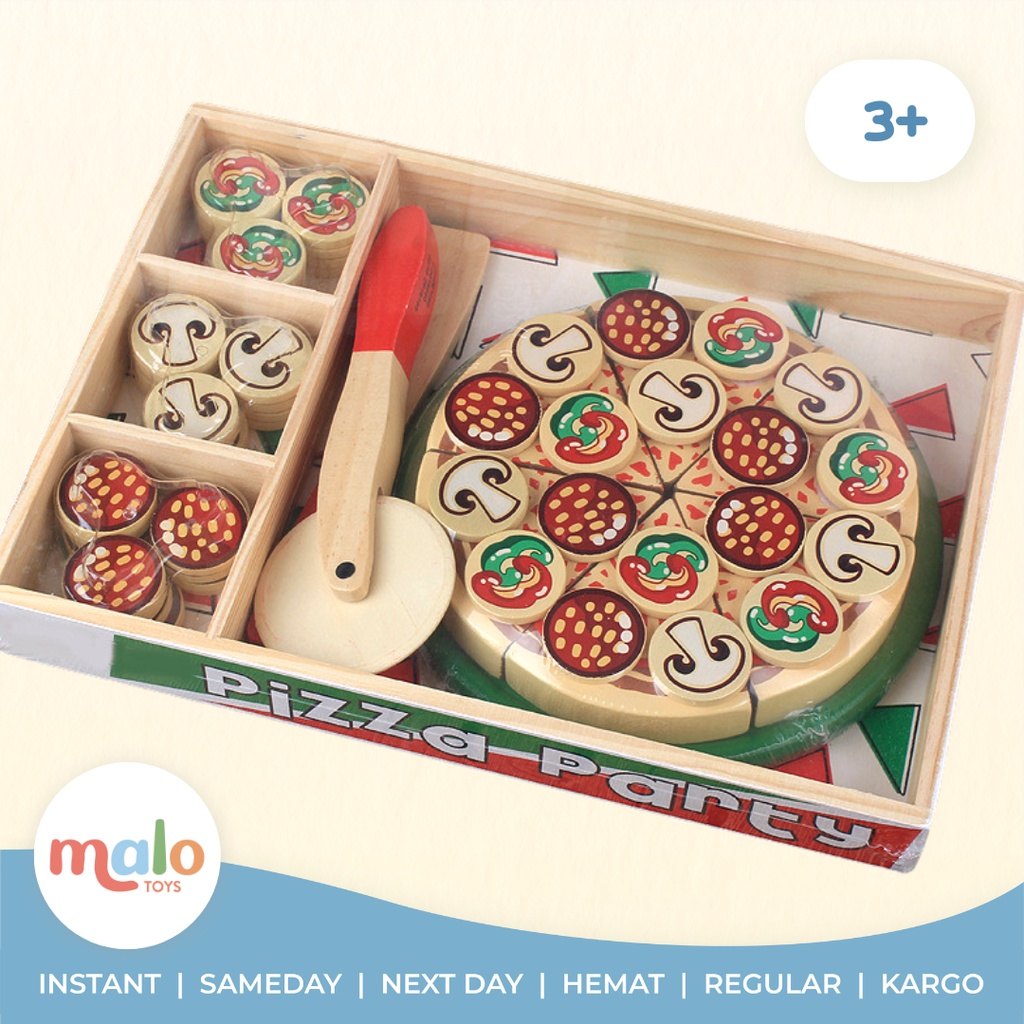 Jual MALOTOYS - Melissa Doug Wooden Pizza Slice Pretend Play Mainan ...