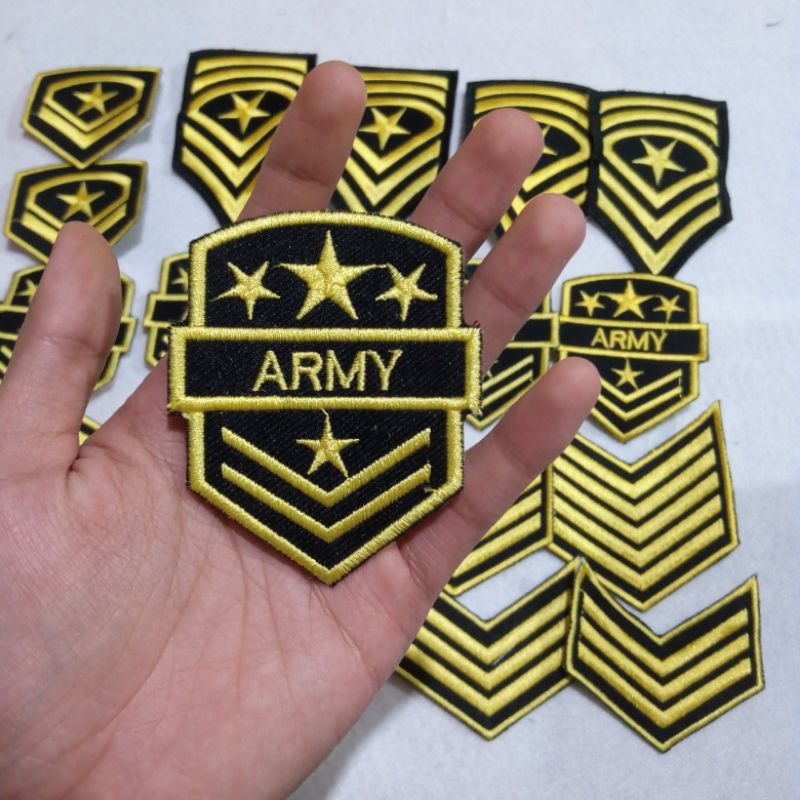 Jual patch bordir pangkat military emblem tambahan aksesoris jaket ...