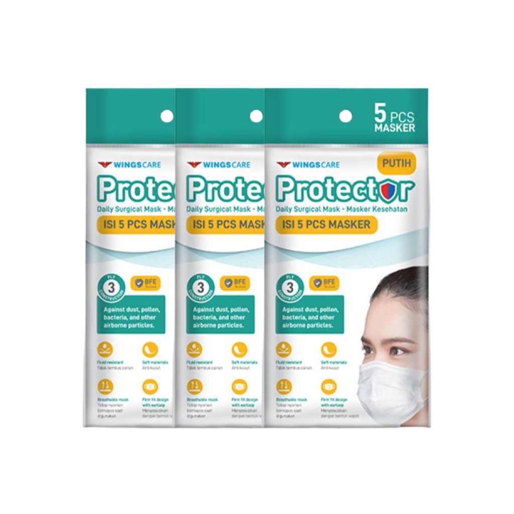 Jual Wingscare Masker Protector Putih Isi 3 x 5 pcs | Shopee Indonesia