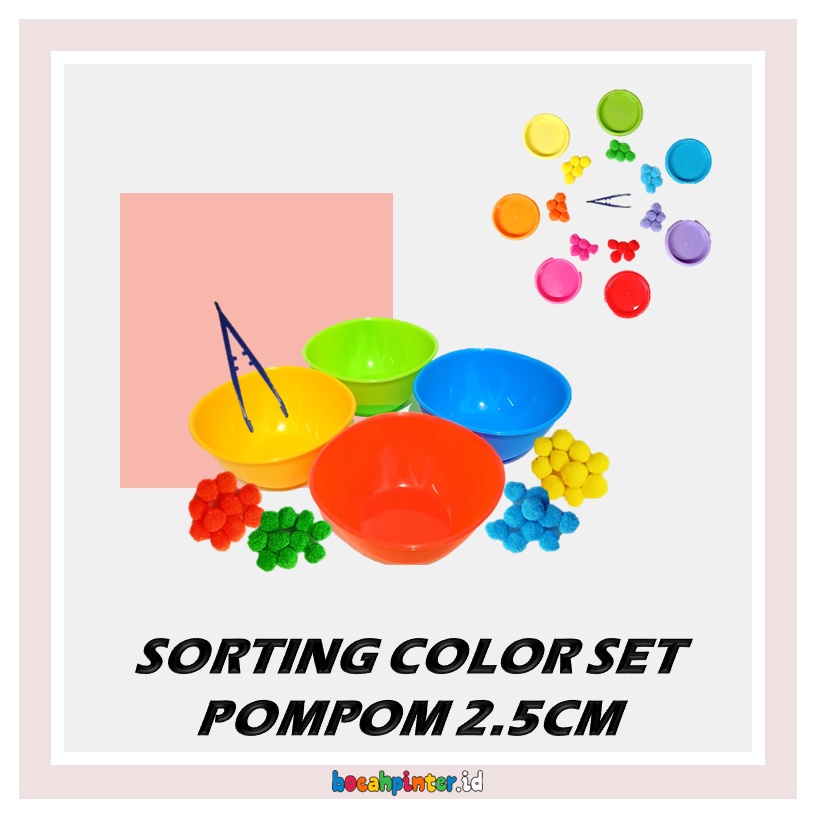 Jual Sorting Color Bowl / Plate | Sortir Warna Pompom 2.5cm Set Mangkok ...