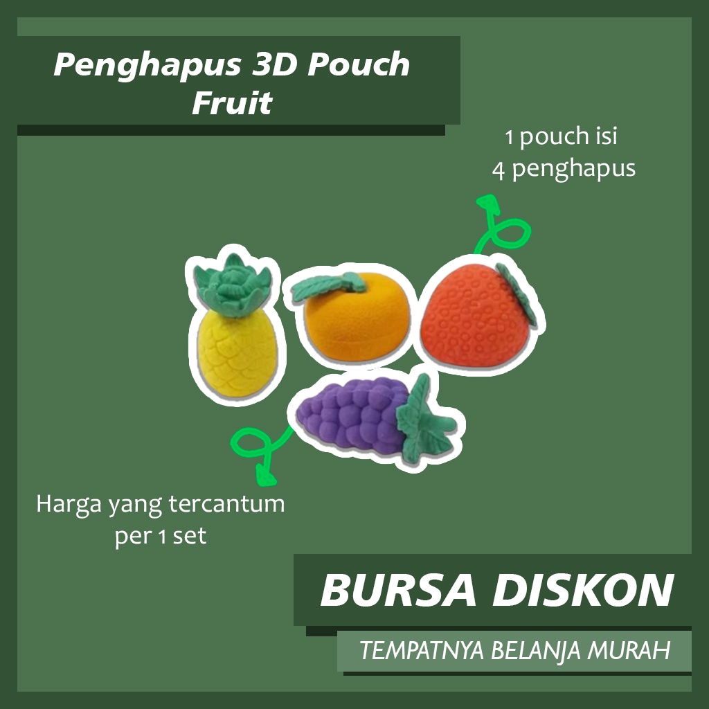 Jual Penghapus 3D Pouch Fruit Food Hapusan Setip Buah Makanan Lucu ...