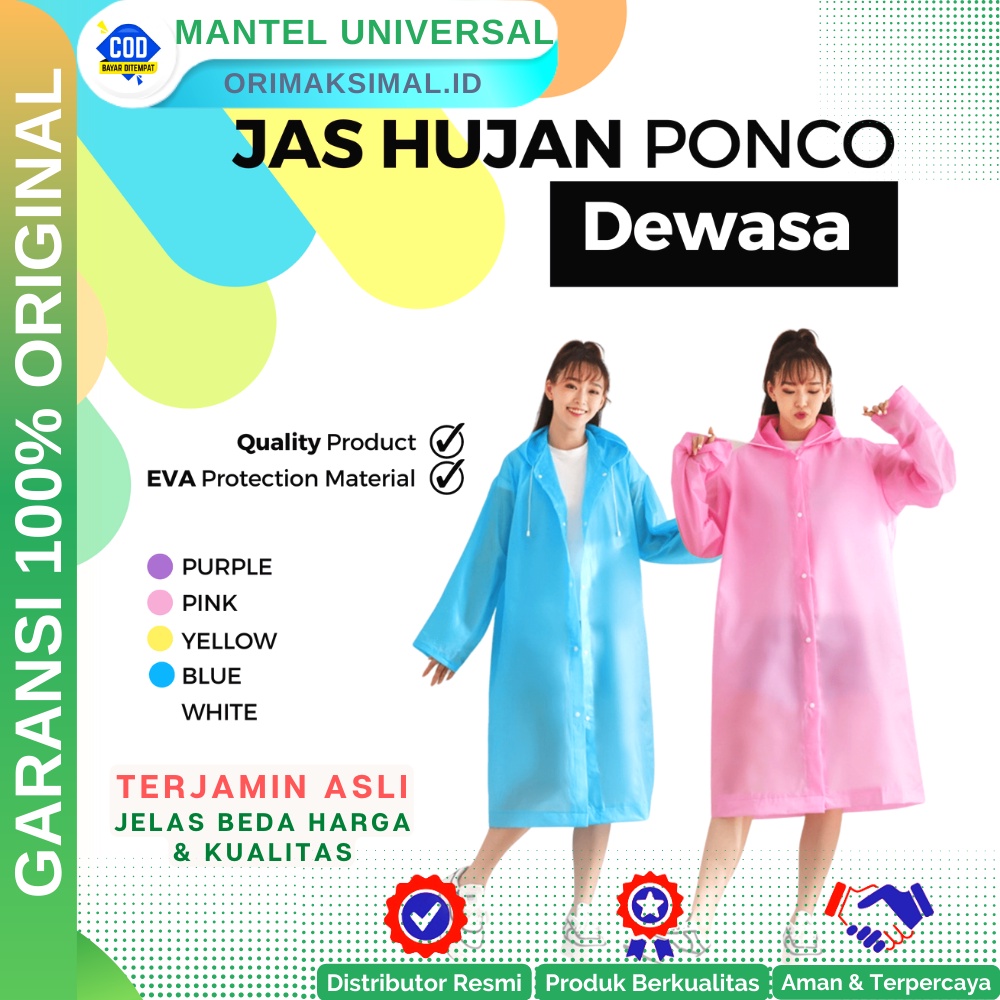 Jual Mantel Jas Hujan Pria Wanita Dewasa Keren Modis Tebal Anti Rembes Ponco Poncho Eva Premium ...