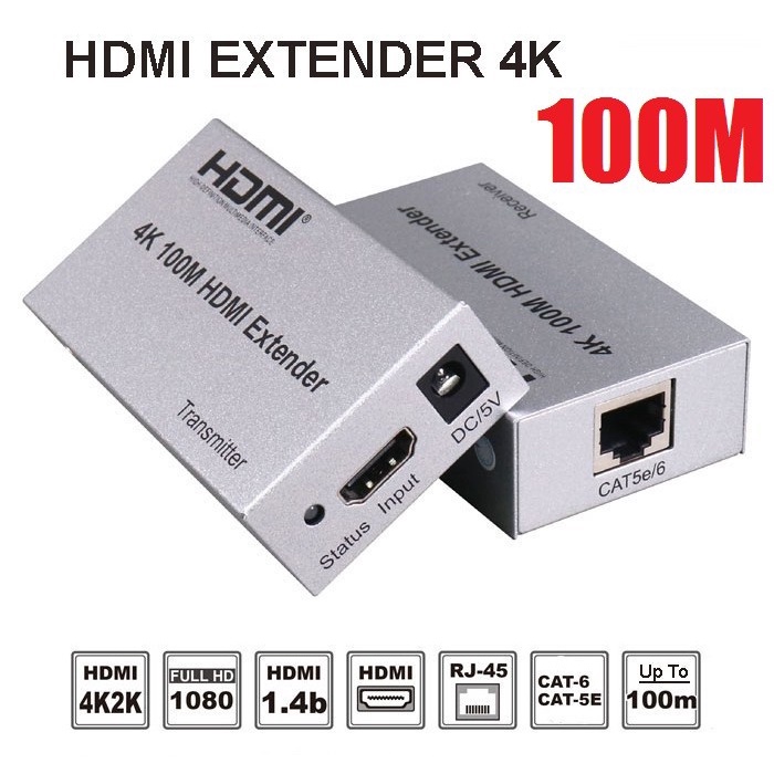 Jual HDMI Extender 100 Meter Over Lan UTP Cable CAT5 CAT6 Support 4K ...