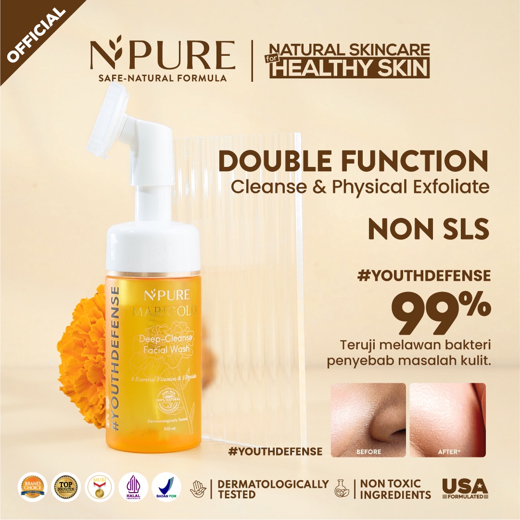 Jual NPURE Facial Wash Marigold/ Deep-Cleanse / Anti Aging Facial Wash / Sabun Wajah Natural ...