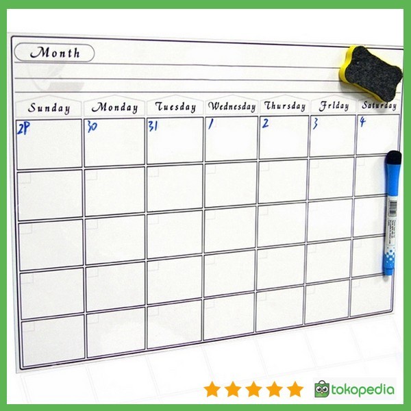 Jual TB Kalender Papan Tulis Magnetik Ukuran A3 Untuk Kulkas Dapur Dan ...