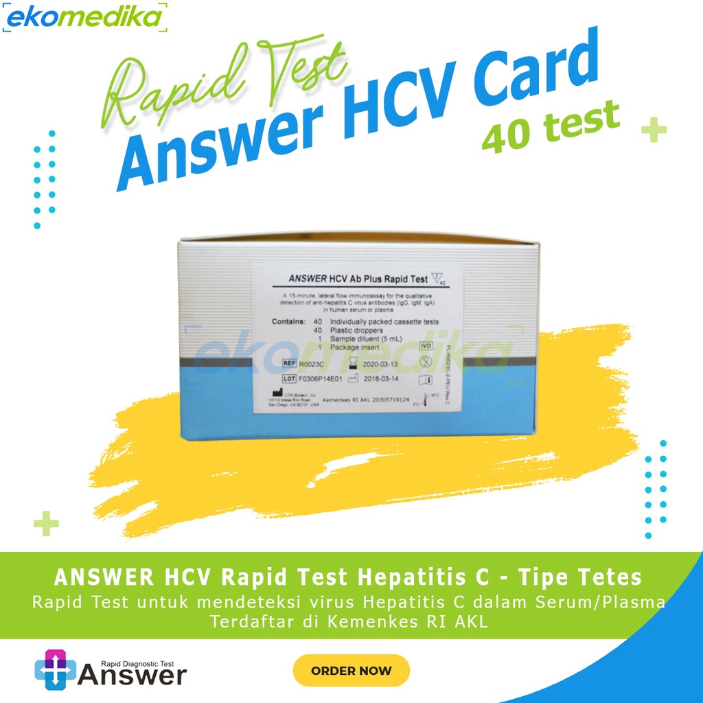 Jual Tes Hepatitis C - Answer HCV Ab Plus Rapid Test Cassete device isi ...