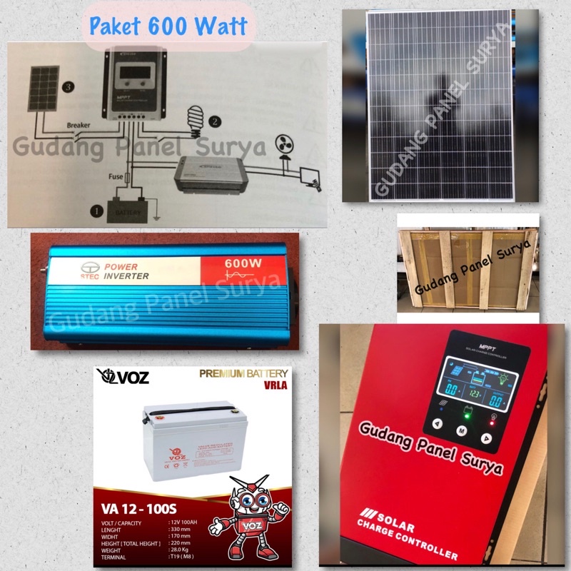 Jual PAKET Solar Panel Surya Solarcell PLTS Tenaga Surya 600W 600Watt ...