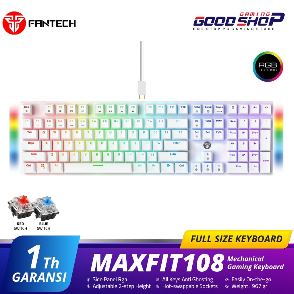 Jual Fantech MAXFIT108 Hotswap RGB 5 pin Keyboard Gaming Mechanical MK855 | Shopee Indonesia
