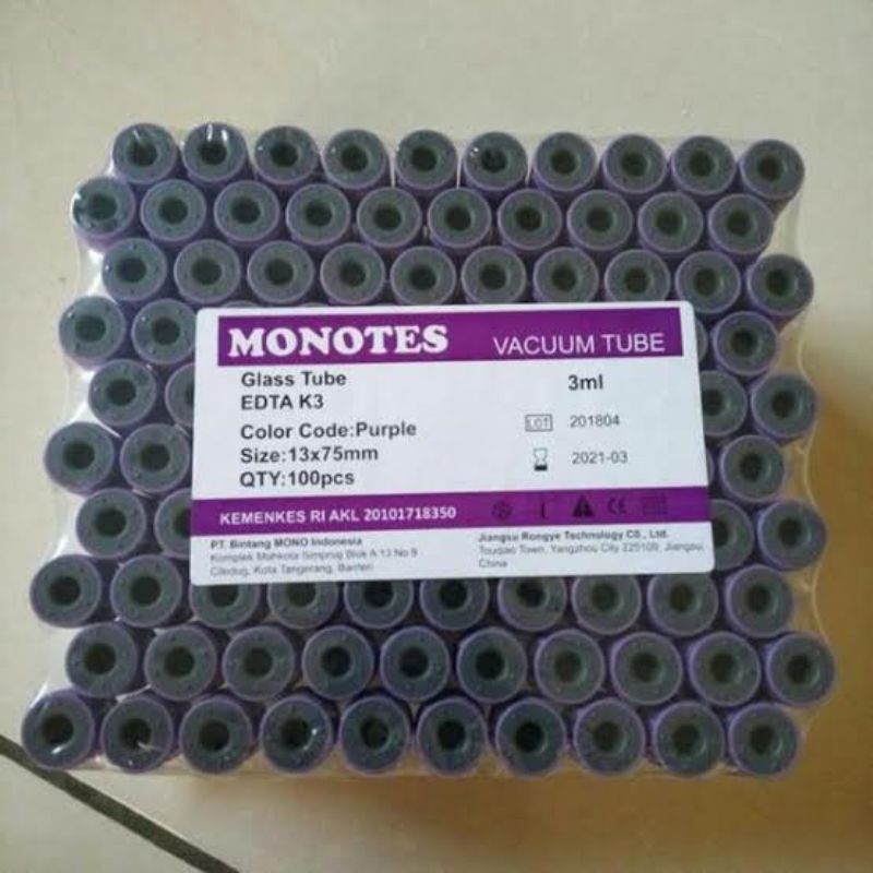 Jual Vacuum Tube edta k3 3ml - tabung edta 3ml - tabung lab edta 3ml ...