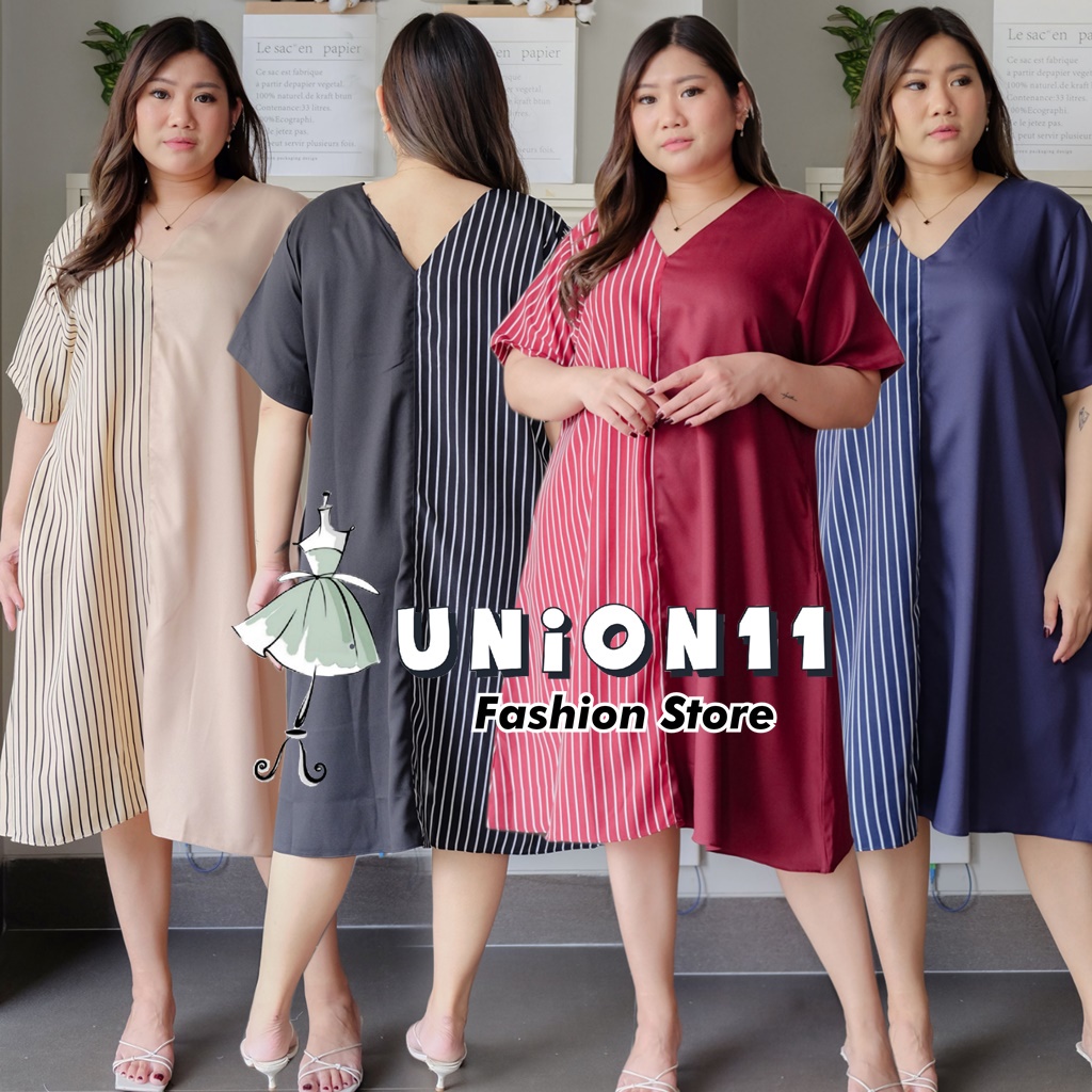 Jual UNION11 - DRESS JUMBO WANITA LD 130 / BAJU JUMBO WANITA / BAJU KERJA WANITA BIGSIZE / DRESS ...